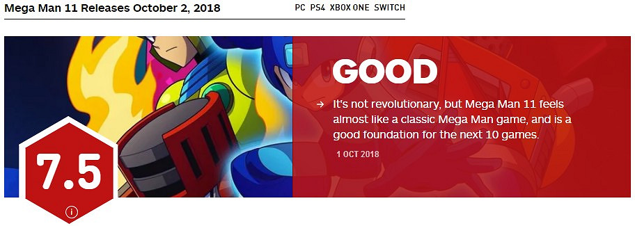 《洛克人11》IGN7.5分 接近經典同時也是一個好的新開端 - 遊戲狂